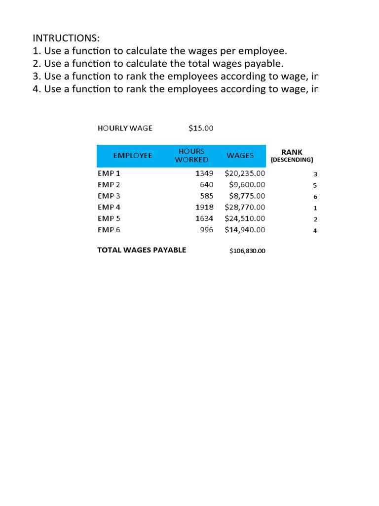 Calculate employee wages and rankings | PDF | Employment Compensation ...