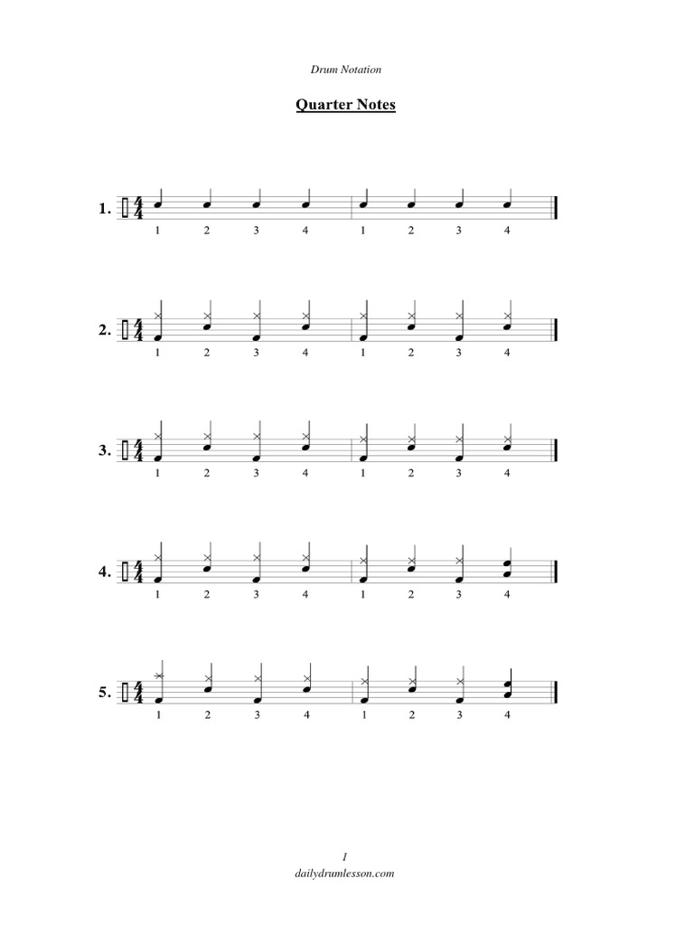 Quarter Notes: Drum Notation | PDF | Musical Notation | Drumming