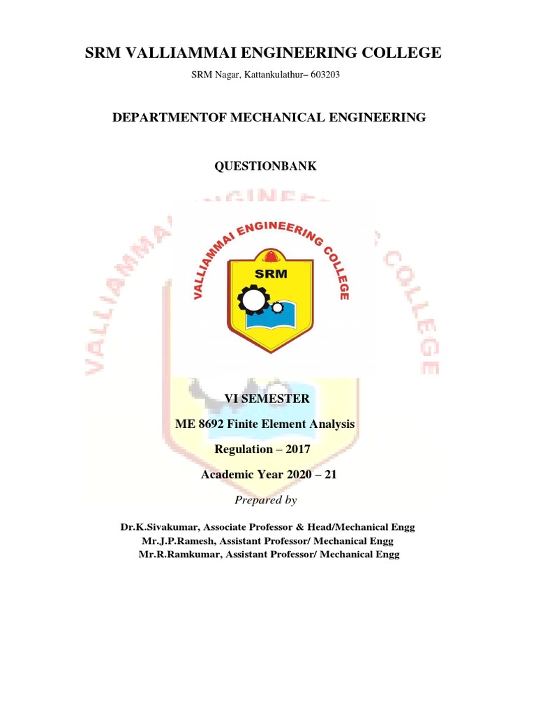 ME8692-Finite Element Analysis | PDF | Finite Element Method | Linear Elasticity