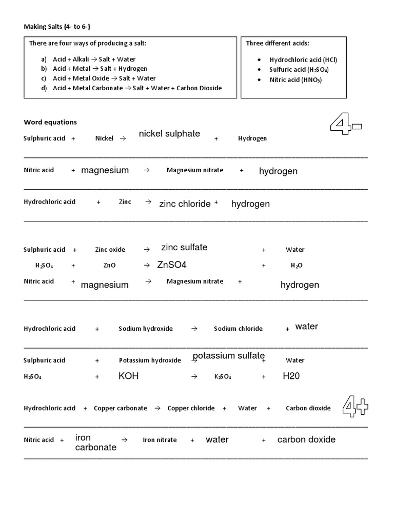 Danielle N. - Making-Salts-differentiated-worksheet | PDF | Sulfuric ...