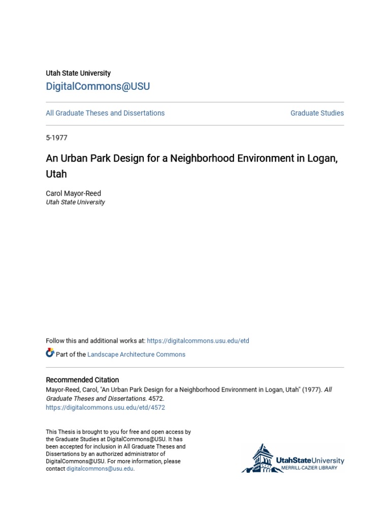 An Urban Park Design For A Neighborhood Environment in Logan Uta | PDF ...