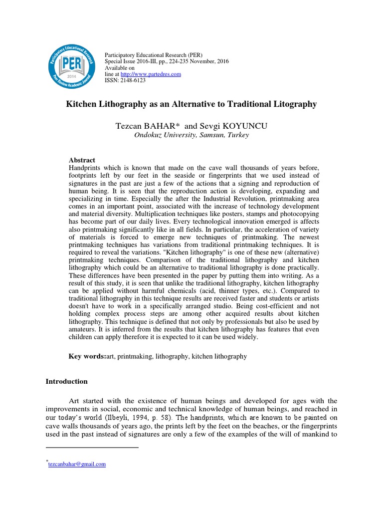 Kitchen Lithography As An Alternative To Traditional Litography ...