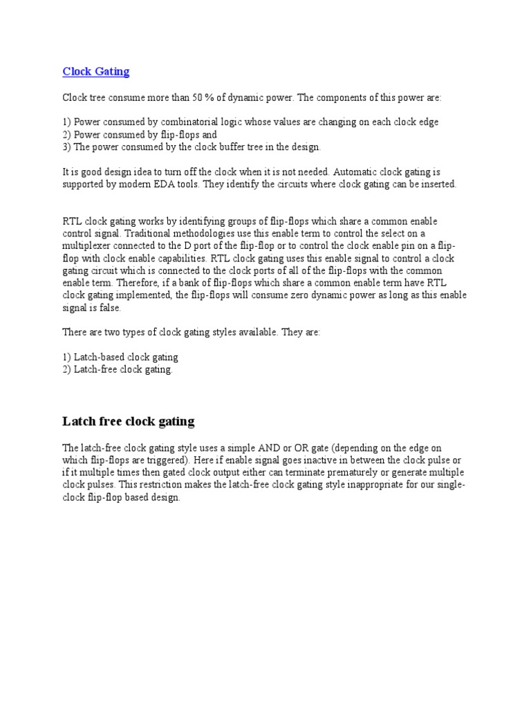 Reducing Dynamic Power Consumption Through Automatic Clock Gating ...
