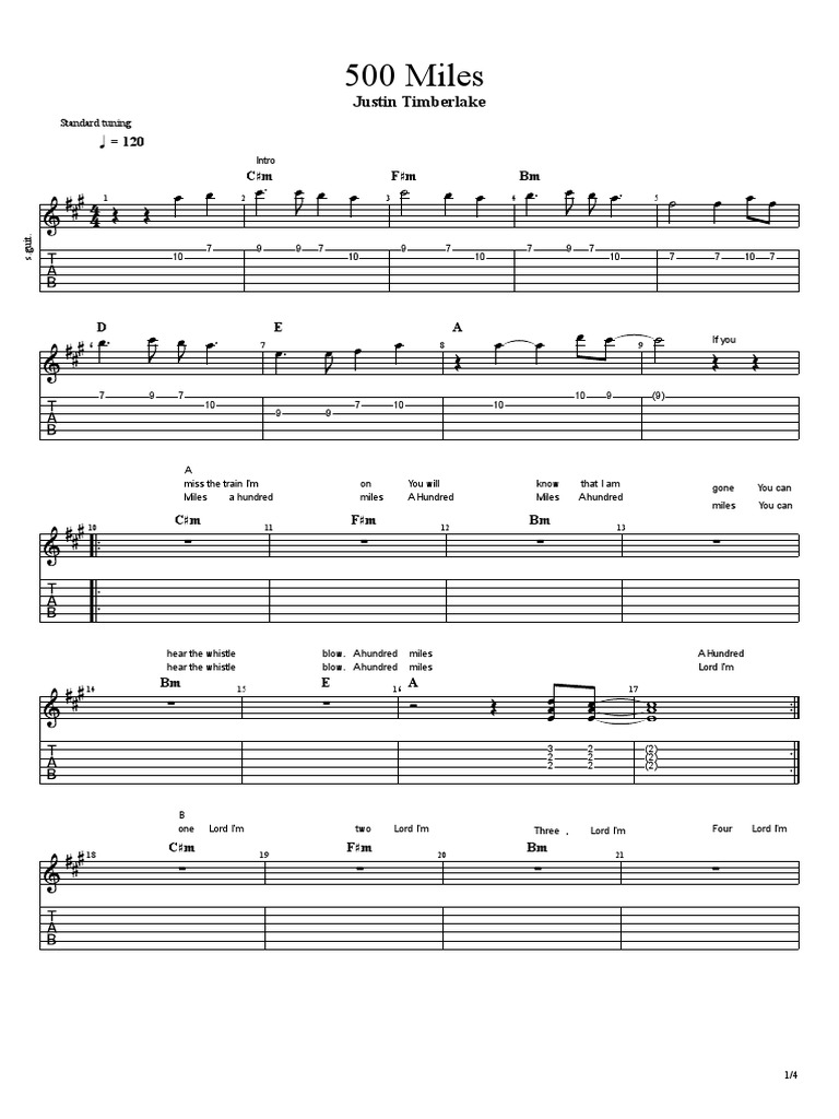 500 Miles | PDF | Songs Written | Justin Timberlake