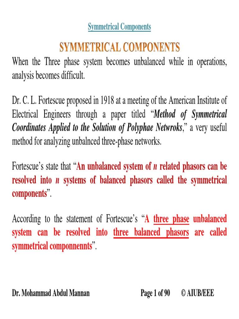 01F 01 Symmetrical Components Lectures | PDF | Power (Physics) | Electromagnetism