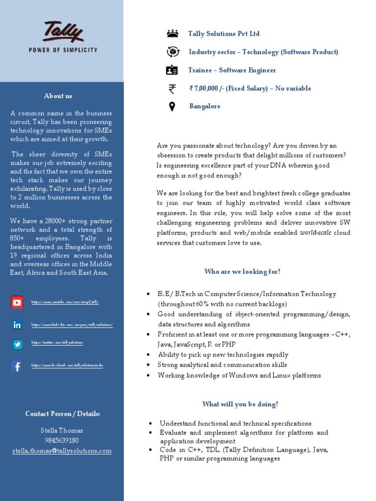 Trainee - Software Engineer - JD + JNF (Engineering) | PDF | Computer Programming | Programming ...