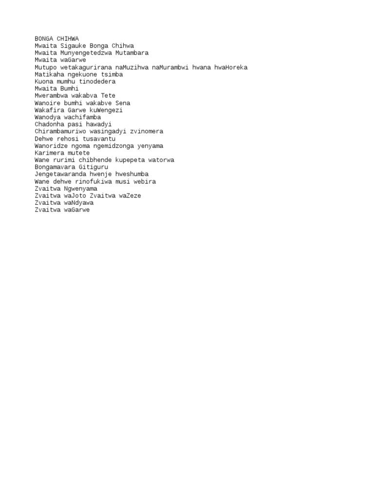 Bonga Chihwa | PDF