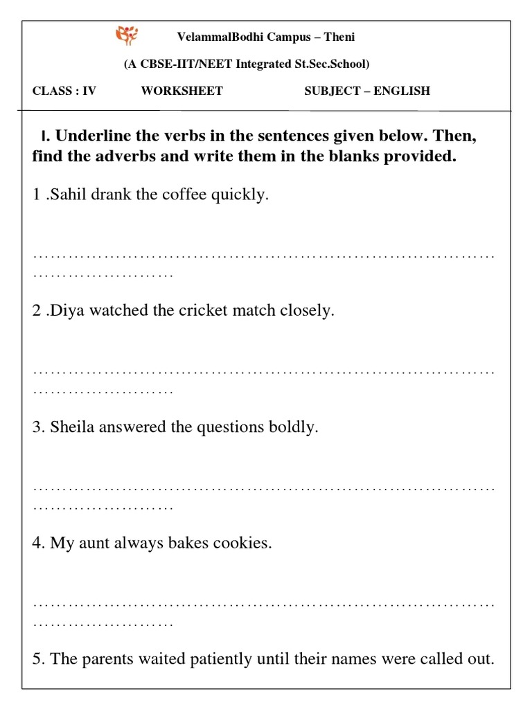 Adverb Worksheet | PDF | Language Arts & Discipline