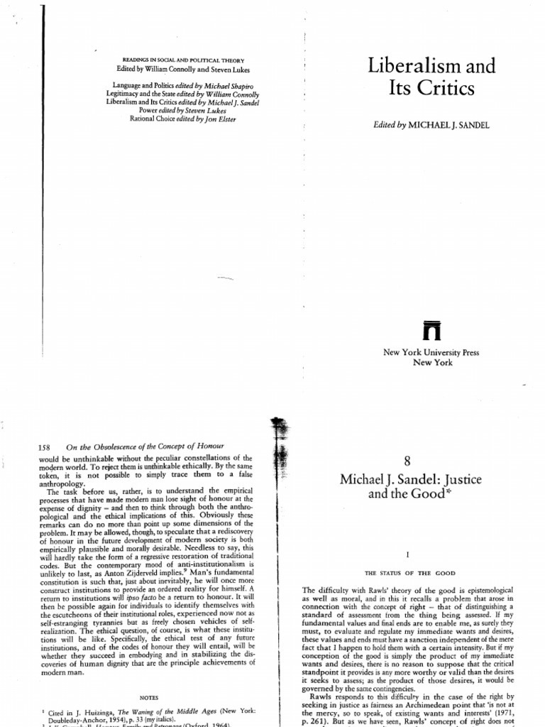 Michael Sandel - Justice and The Good | PDF | John Rawls | Utilitarianism