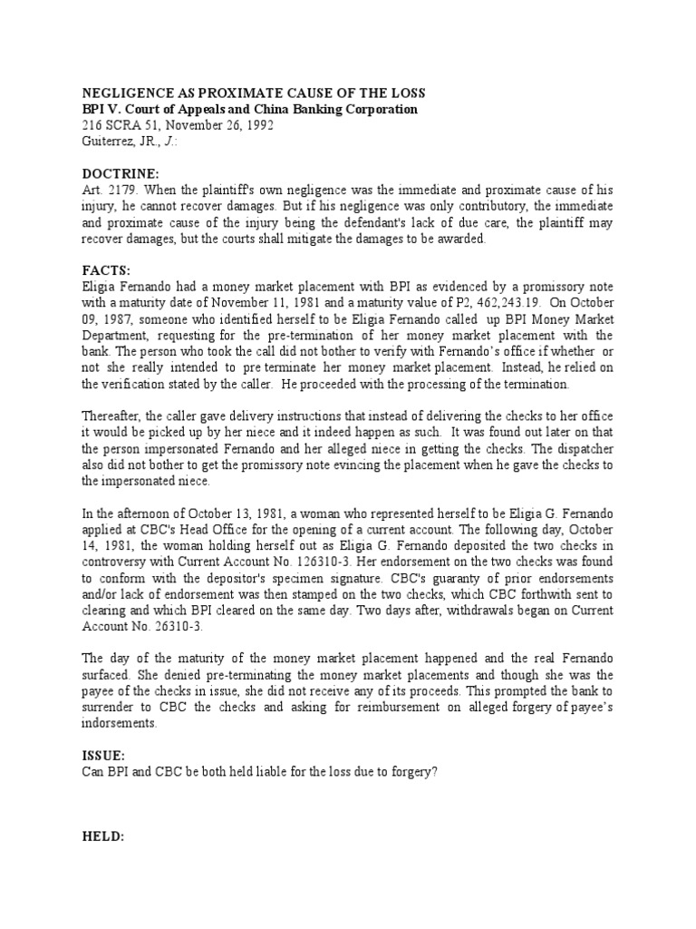 BPI Vs CA | PDF | Negligence | Cheque