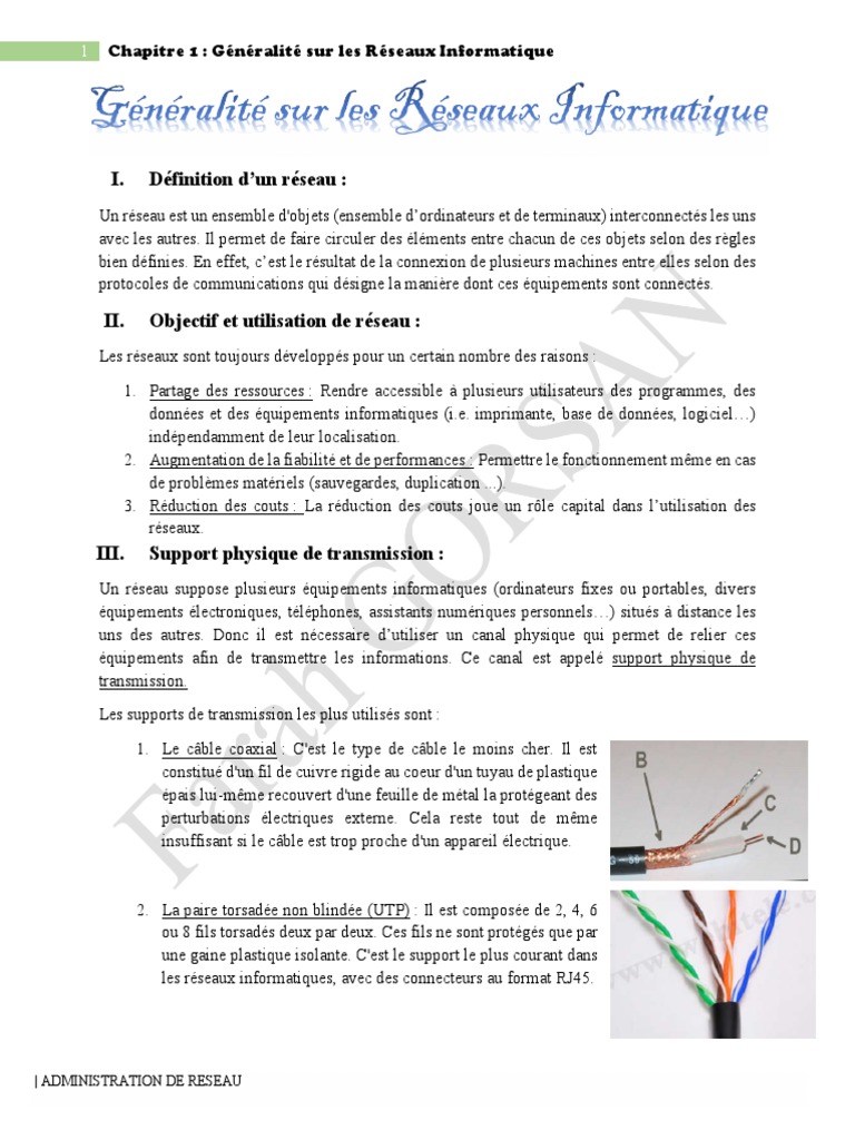 Generalité Sur Les Réseaux Informatique | PDF | Réseau local | Réseau informatique