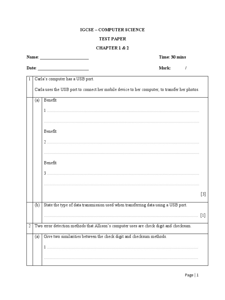 Chapter 1-2-Test COMPUTER SCIENCE IGCSE | Download Free PDF | Websites ...