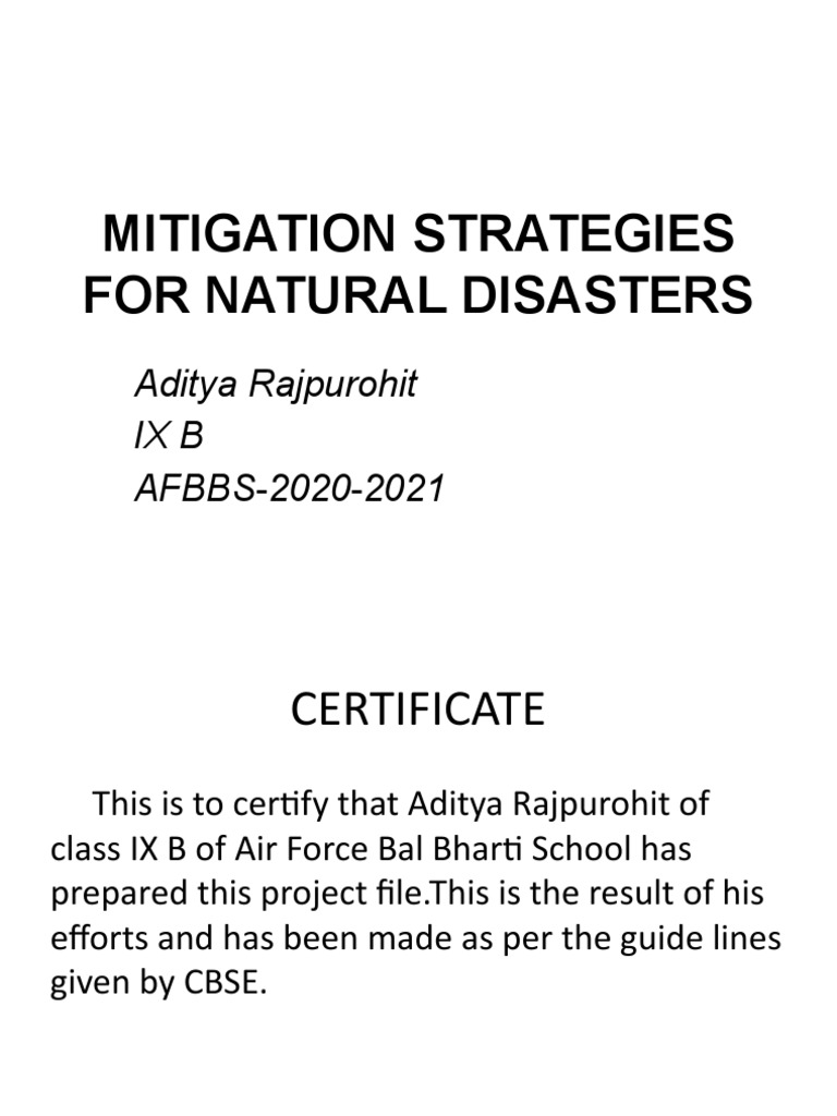 Mitigation Strategies For Natural Disasters | PDF