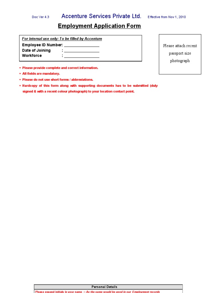 Employment Application Form Ver 4 (1) .3 From 1 Nov 10 | PDF ...
