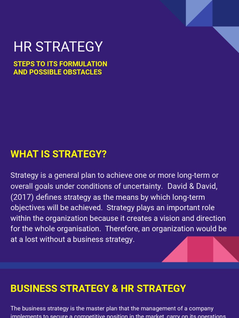 HR Strategy: Steps To Its Formulation and Possible Obstacles | PDF ...