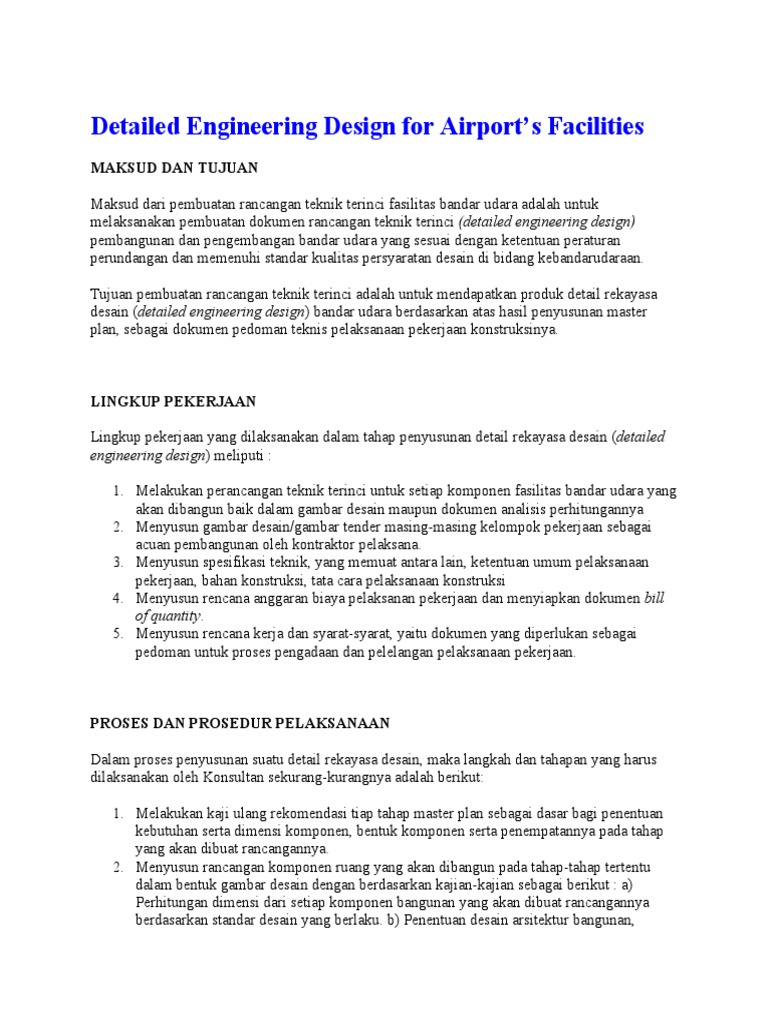 5.detailed Engineering Design For Airport's Facilities | PDF