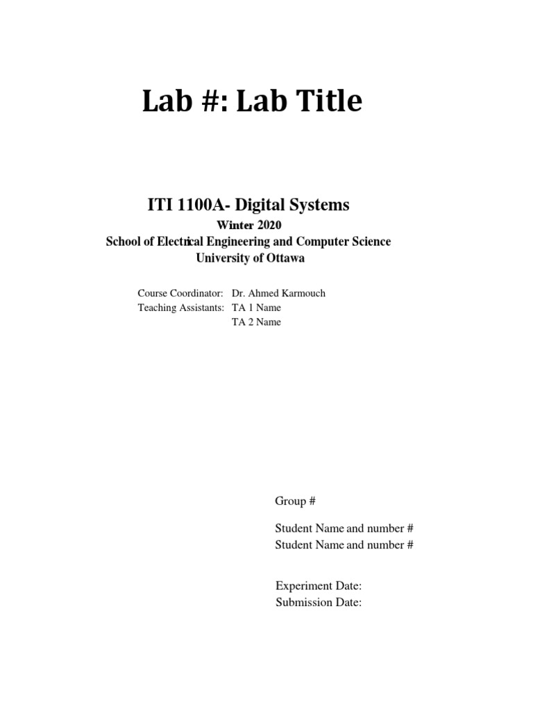 ITI 1100A Lab Report Guidelines | PDF | Logic Gate | Digital Electronics