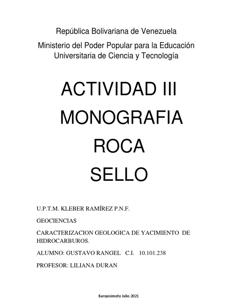 Actividad III Roca Sello | Descargar gratis PDF | Depósito de petróleo ...