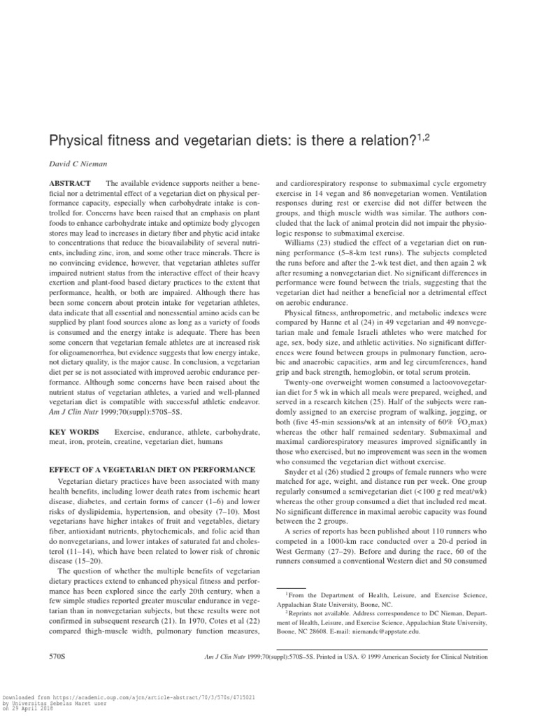 Physical Fitness and Vegetarian Diets: Is There A Relation?: David C ...