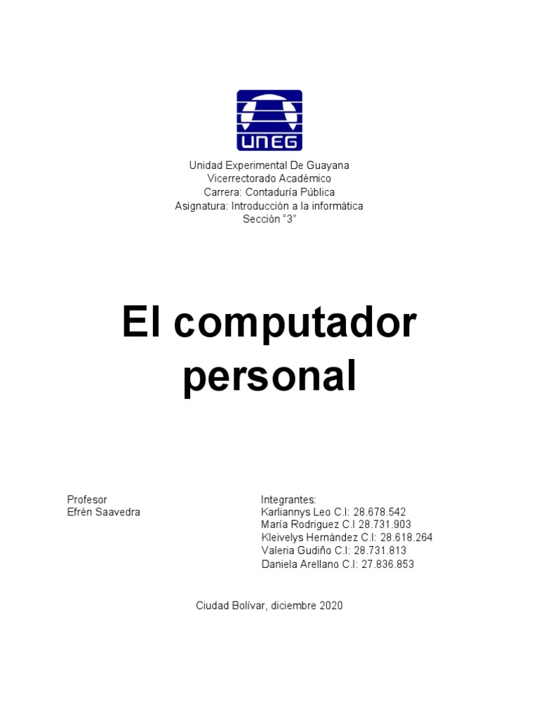 CS3 - G2 - El Computador Personal | PDF | Periférico | Hardware de la ...
