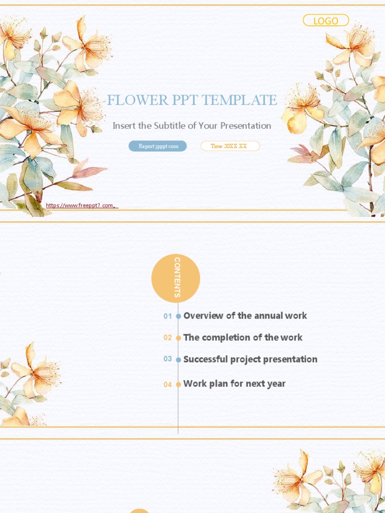 Fresh Watercolor Flowers PPT Templates | PDF | Page Layout | Design