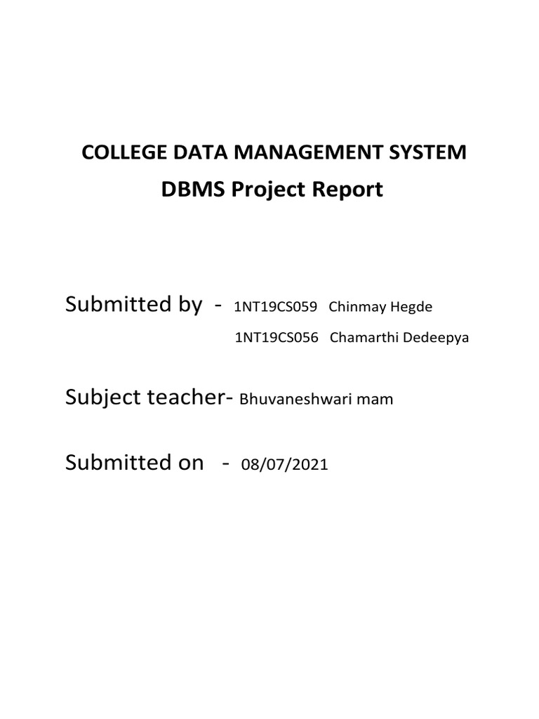 College Data Management System Project | PDF | Databases | Information ...