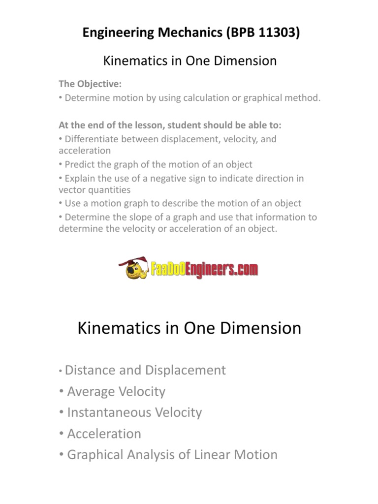 Kinematics: Linear Motion Concepts | PDF | Velocity | Speed