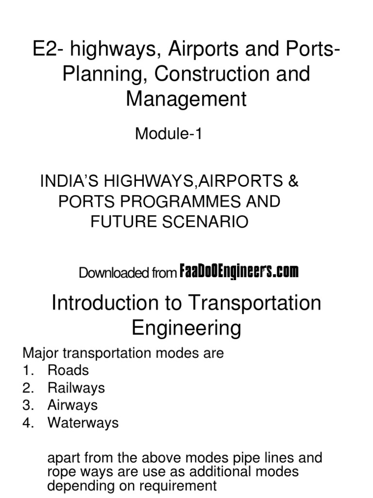 E2-Highways, Airports and Ports - Planning, Construction and Management ...