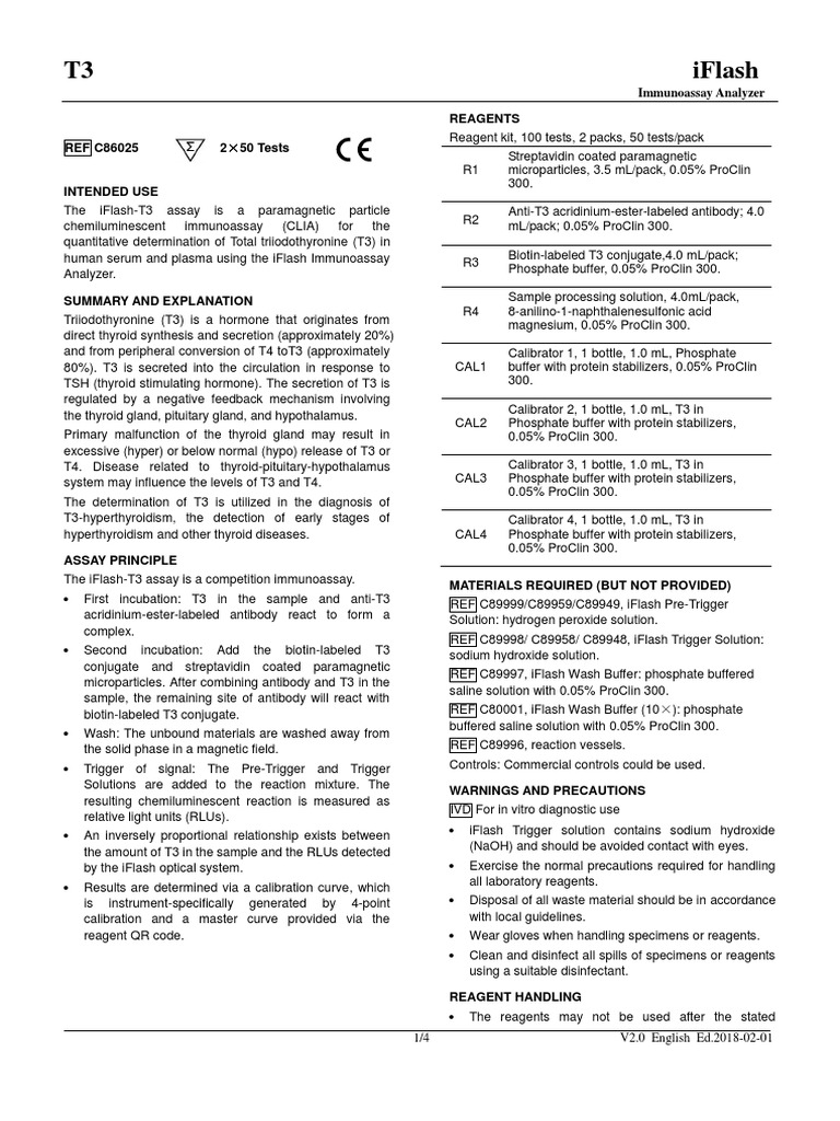 Specifications and instructions for an immunoassay analyzer kit for ...