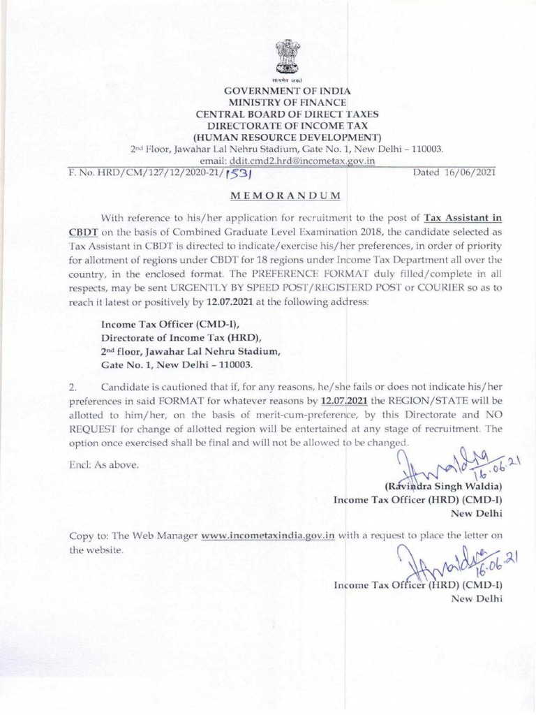 Regional Preferences for Tax Assistant Recruitment: Instructions and ...
