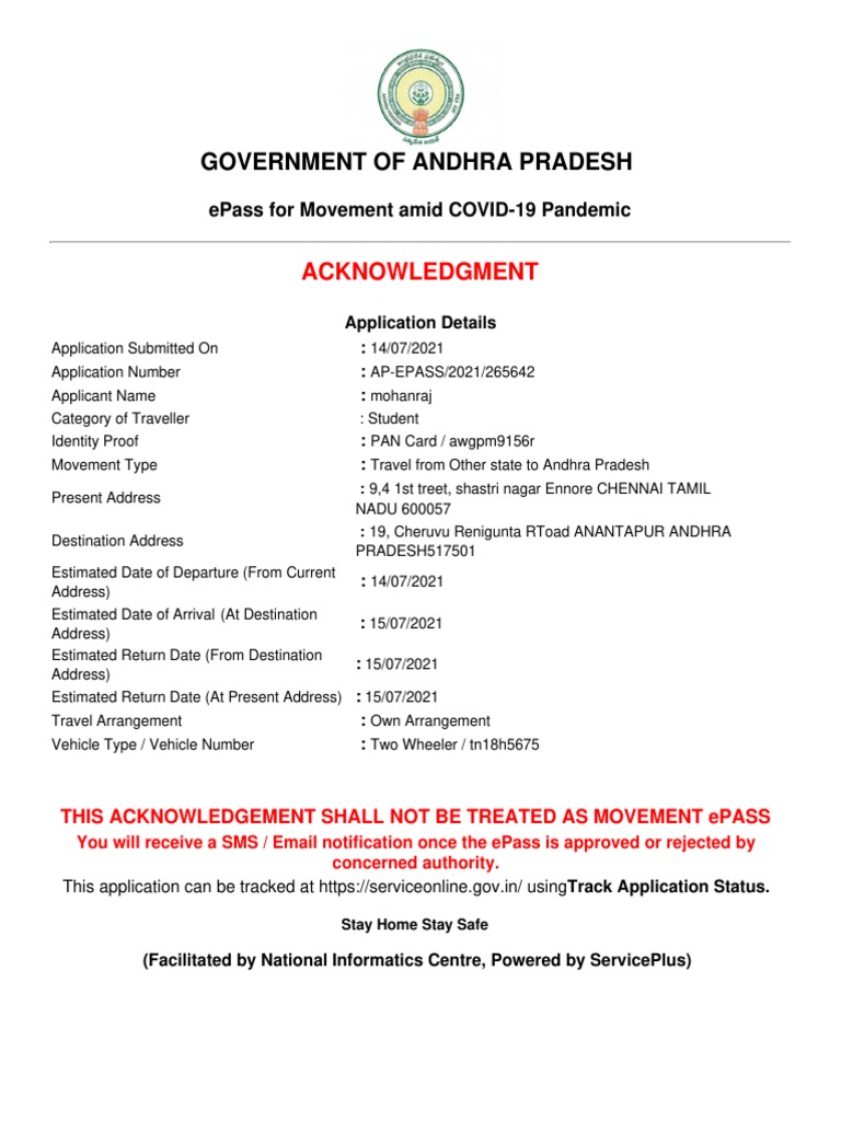ePass Application Status for AP | PDF