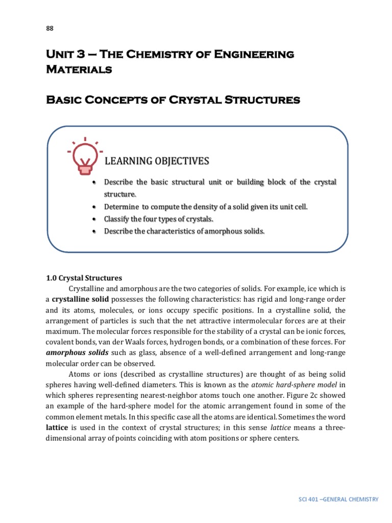Unit 3 - The Chemistry of Engineering Materials Basic Concepts of ...