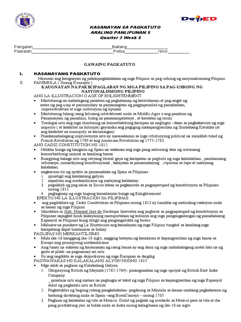 Las Arpan 5 Q3 WK 5 | PDF