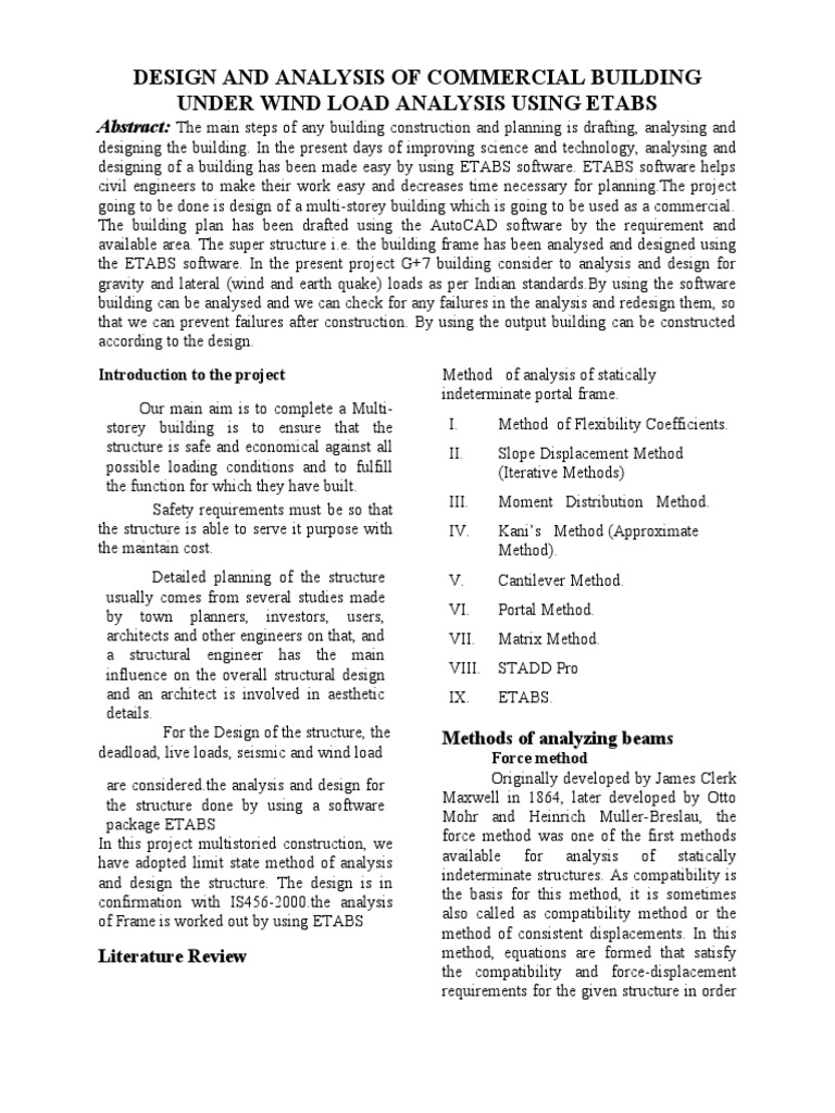 Analysis and Design of Commercial Building Under Wind Load Using Etabs ...