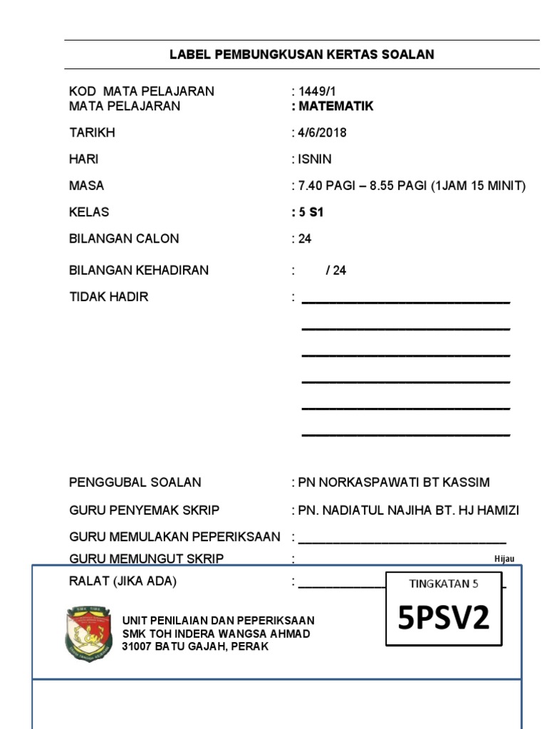 Label Maths Kertas Soalan | PDF