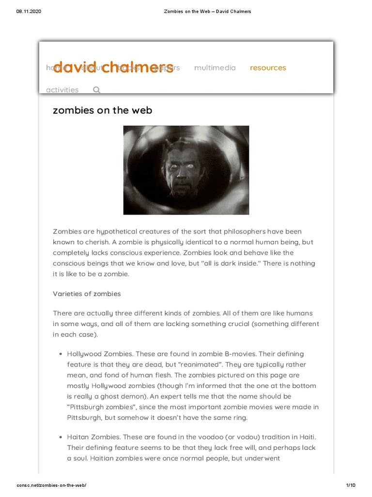 Philosophical Zombies Explained | PDF | Consciousness | Philosophical ...