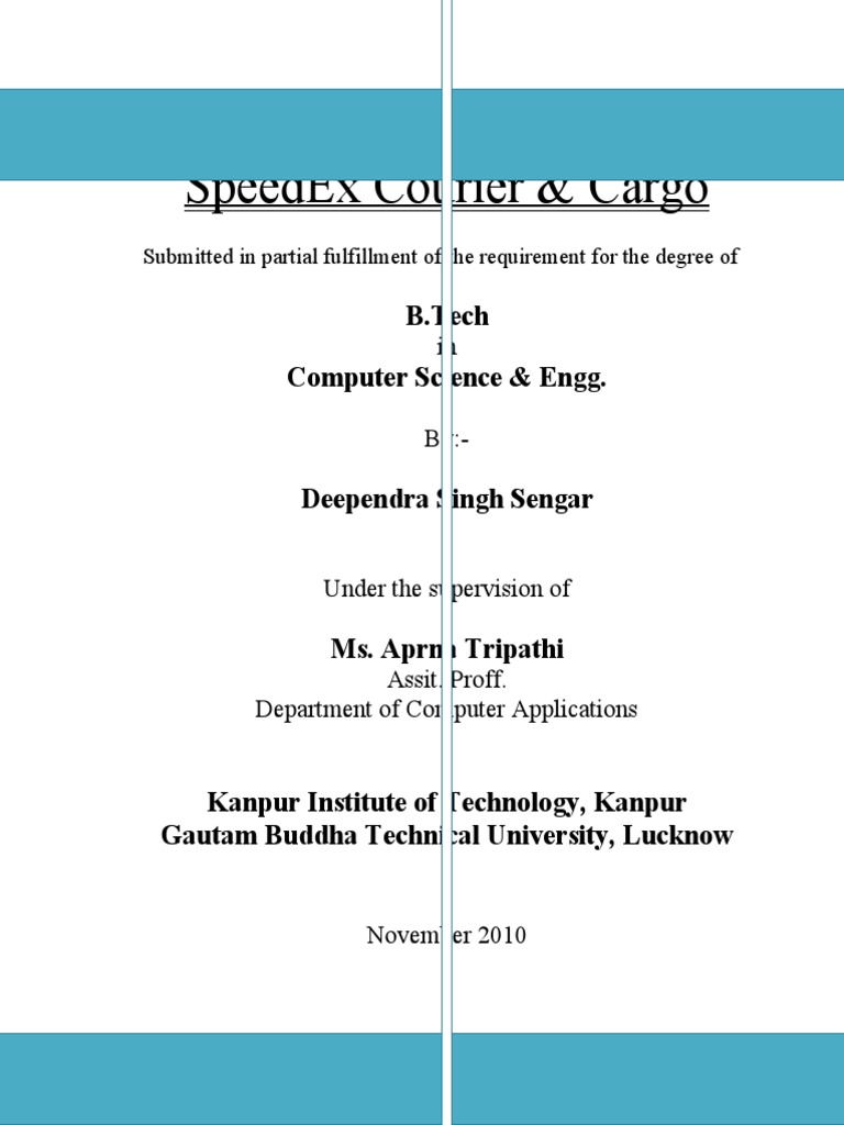 Speedex Courier & Cargo: B.Tech Computer Science & Engg | PDF | Systems ...