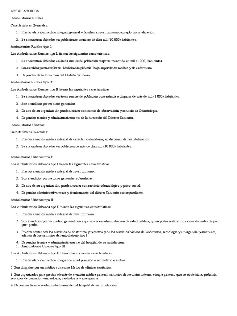 Características de Ambulatorios Rurales y Urbanos | PDF | Hospital ...