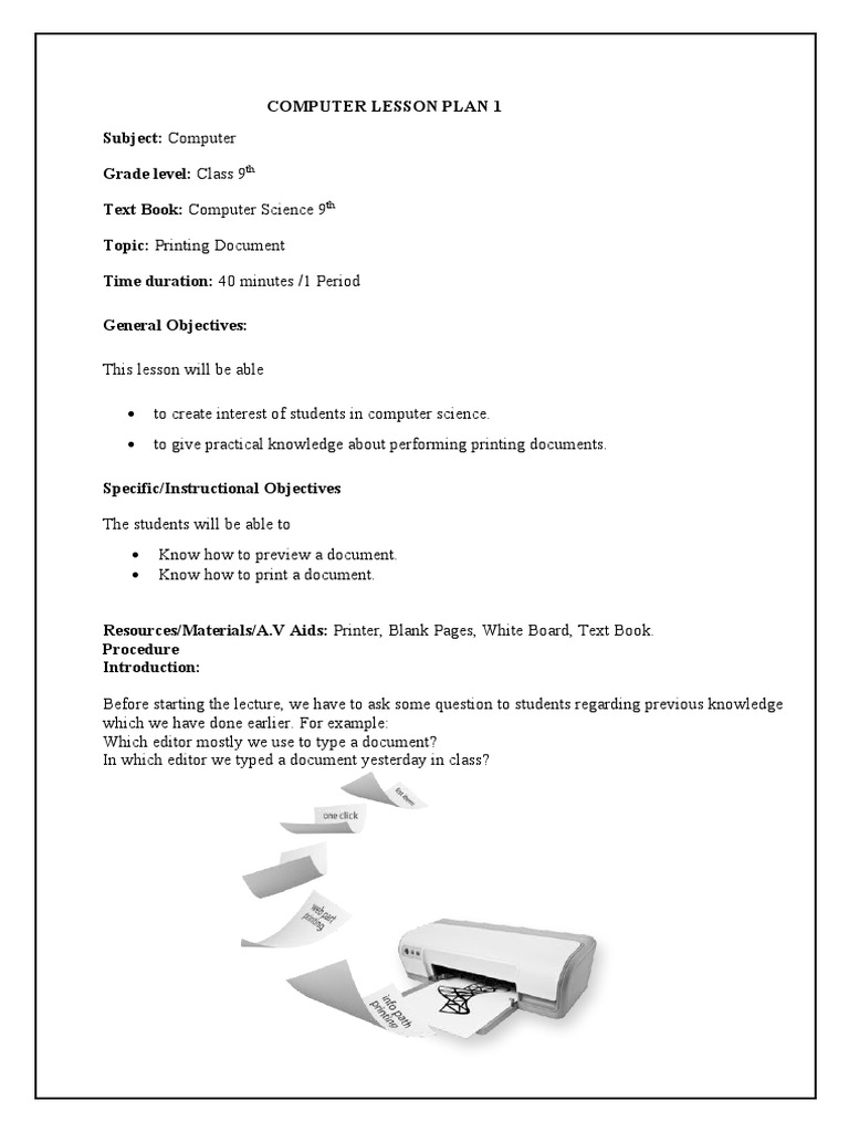 Lesson Plan 10 | PDF | Computer Data Storage | Lesson Plan