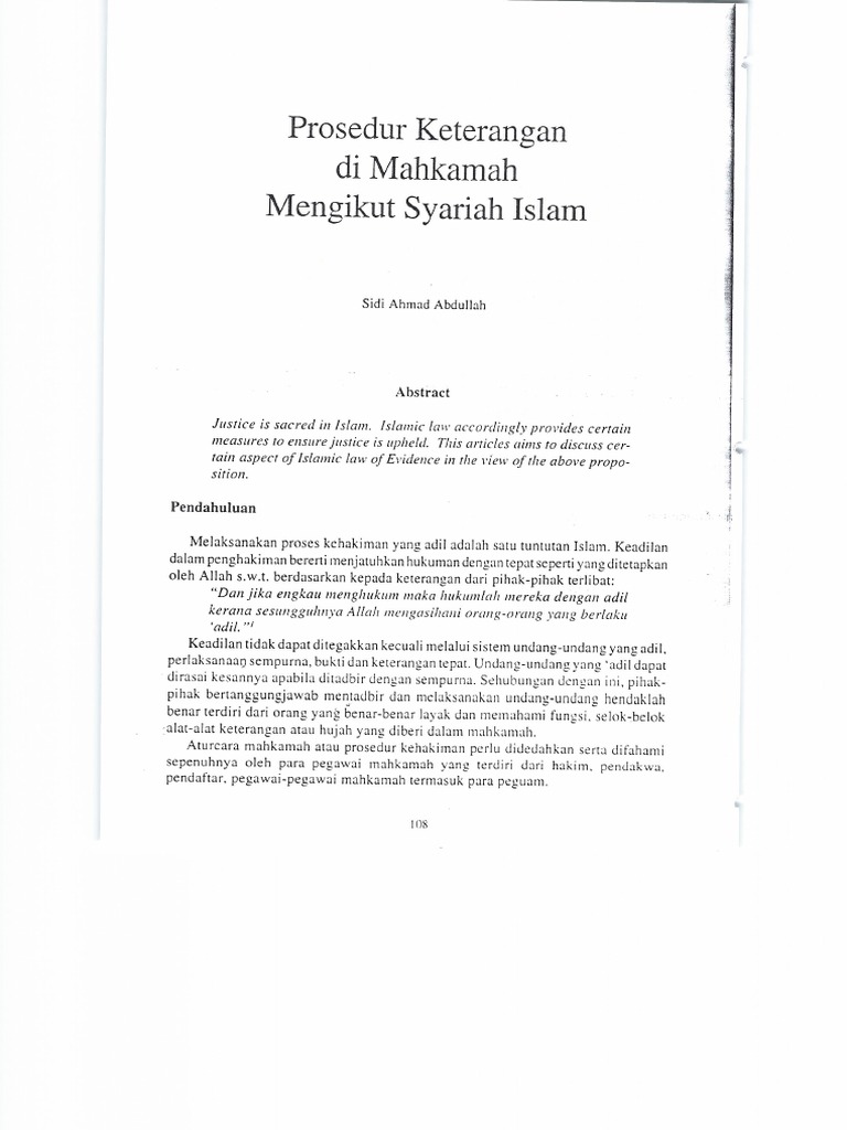 Prosedur Keterangan Di Mahkamah Syariah Mengikut Islam | PDF