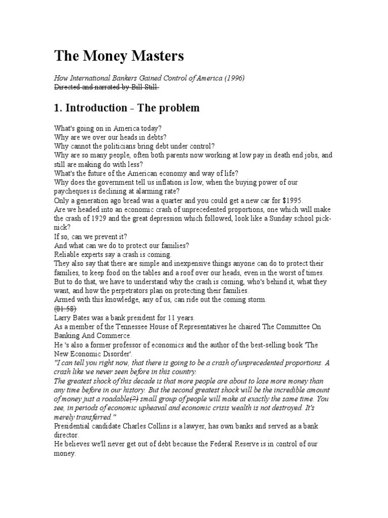 The Money Masters (Transcription) | PDF | Rothschild Family | Money