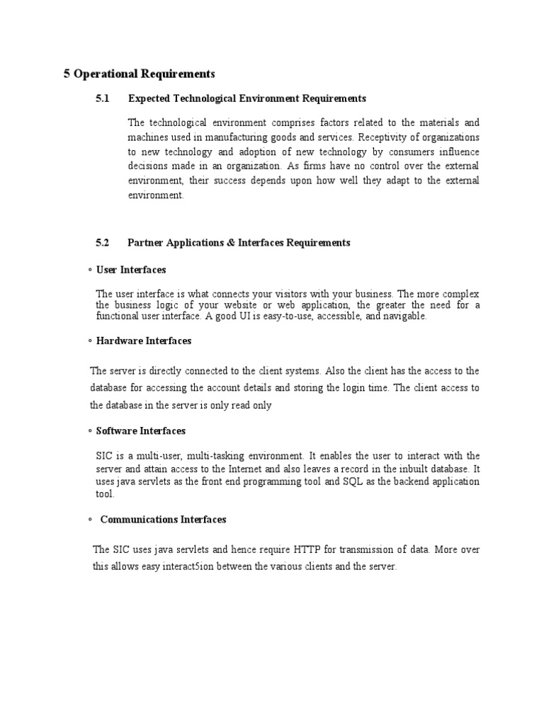 5 Operational Requirements | PDF | Databases | User Interface