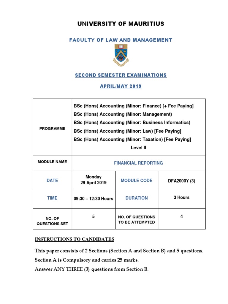 University of Mauritius: Faculty of Law and Management | PDF | Fixed ...