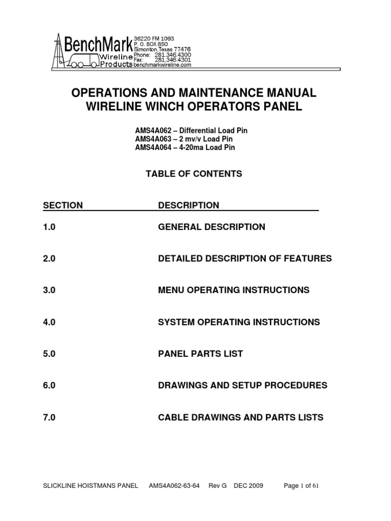 Wireline Winch Operators Panel Manual | PDF | Computing | Computer ...