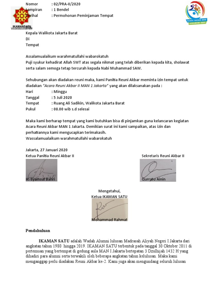 Surat Dan Proposal Peminjaman Gedung Walikota | PDF