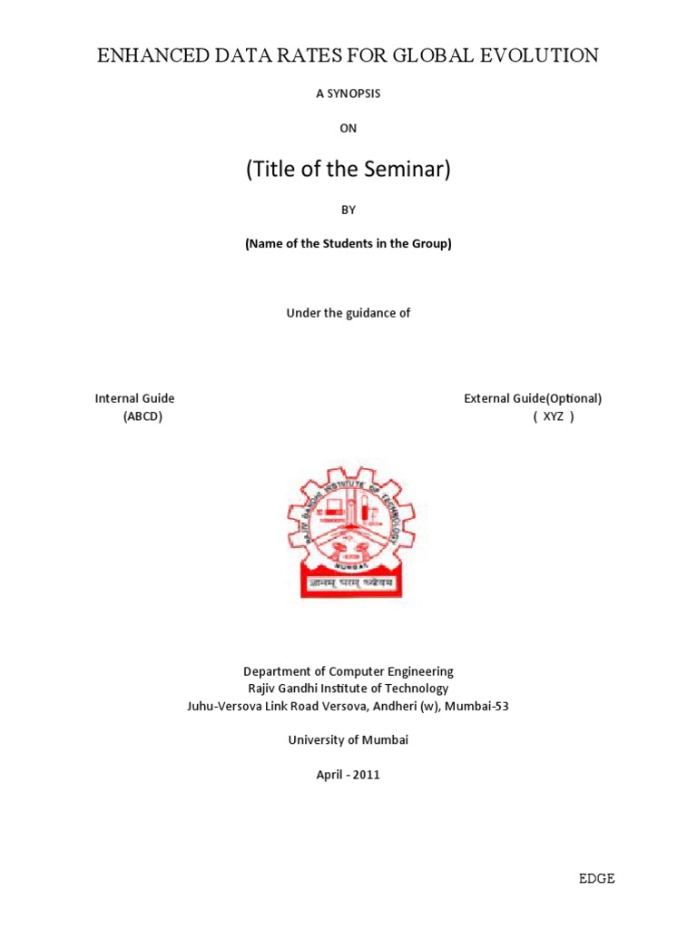 (Title of The Seminar) : Enhanced Data Rates For Global Evolution | PDF ...