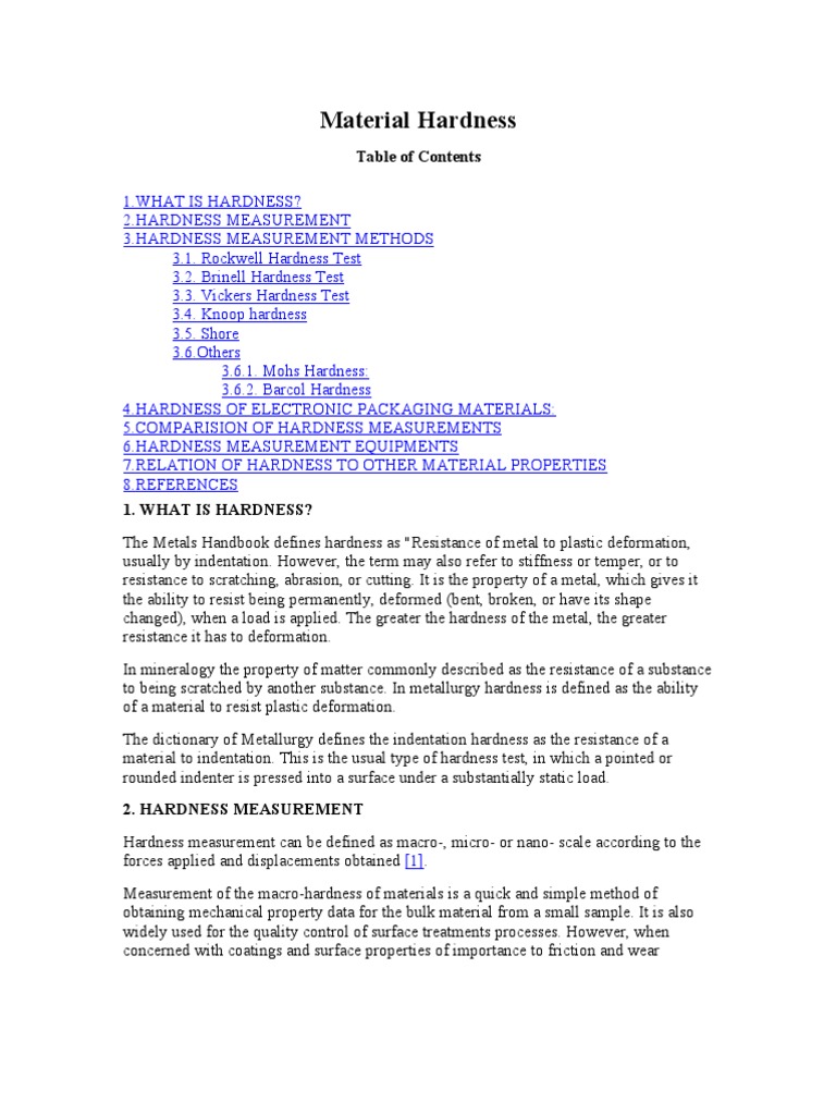 Material Hardness | PDF | Hardness | Wear