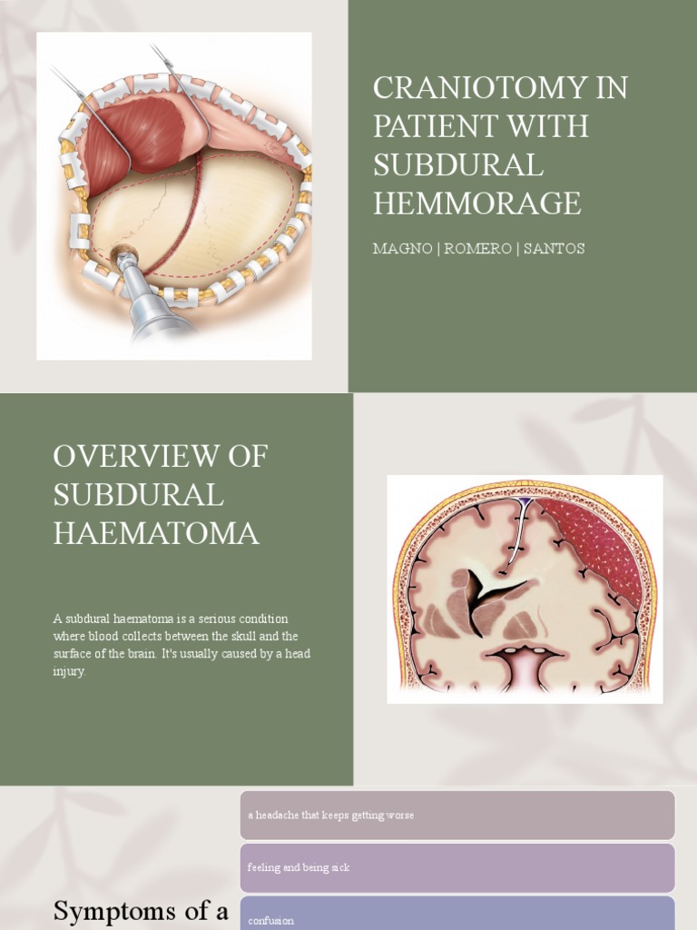 Craniotomy for Subdural Hemorrhage Treatment | PDF | Surgery | Neurosurgery