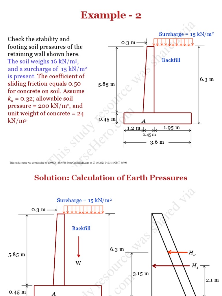 Retaining Wall Stability Calculations | PDF | Soil | Mechanics