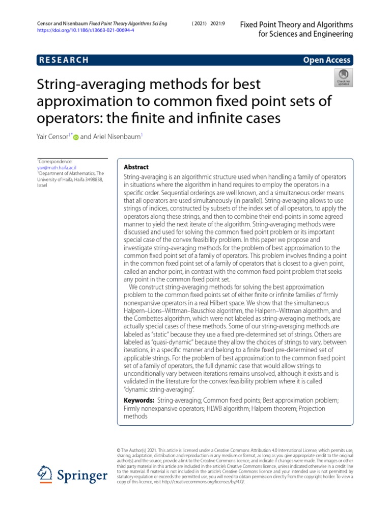 String-Averaging Methods For Best Approximation To | PDF | Creative Commons License | Hilbert Space